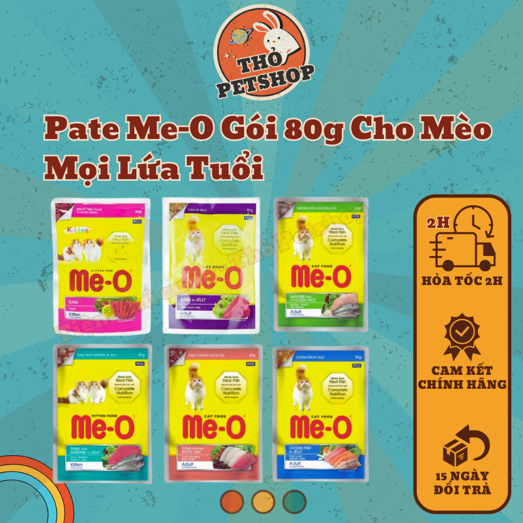 Pate Me-O Gói 80g, Pate Cho Mèo Mọi Lứa Tuổi Đủ Vị - Thỏ Petshop ...