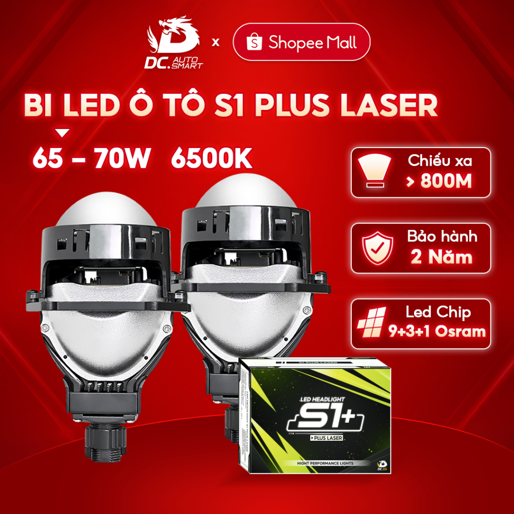 Đèn Bi Led DC AUTOSMART S1 PLUS LASER Cho Ô Tô Chip Led Osram 9+3+1 ...