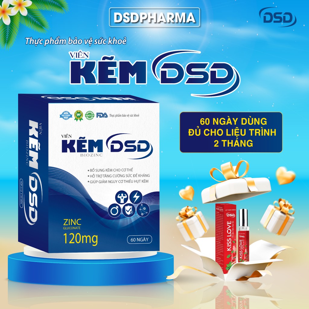 [Mua 1 Tặng 1 Xịt Thơm Miệng] Kẽm DSD 60 Ngày bổ sung kẽm - Viên uống DSD bổ sung Kẽm Biozinc ...