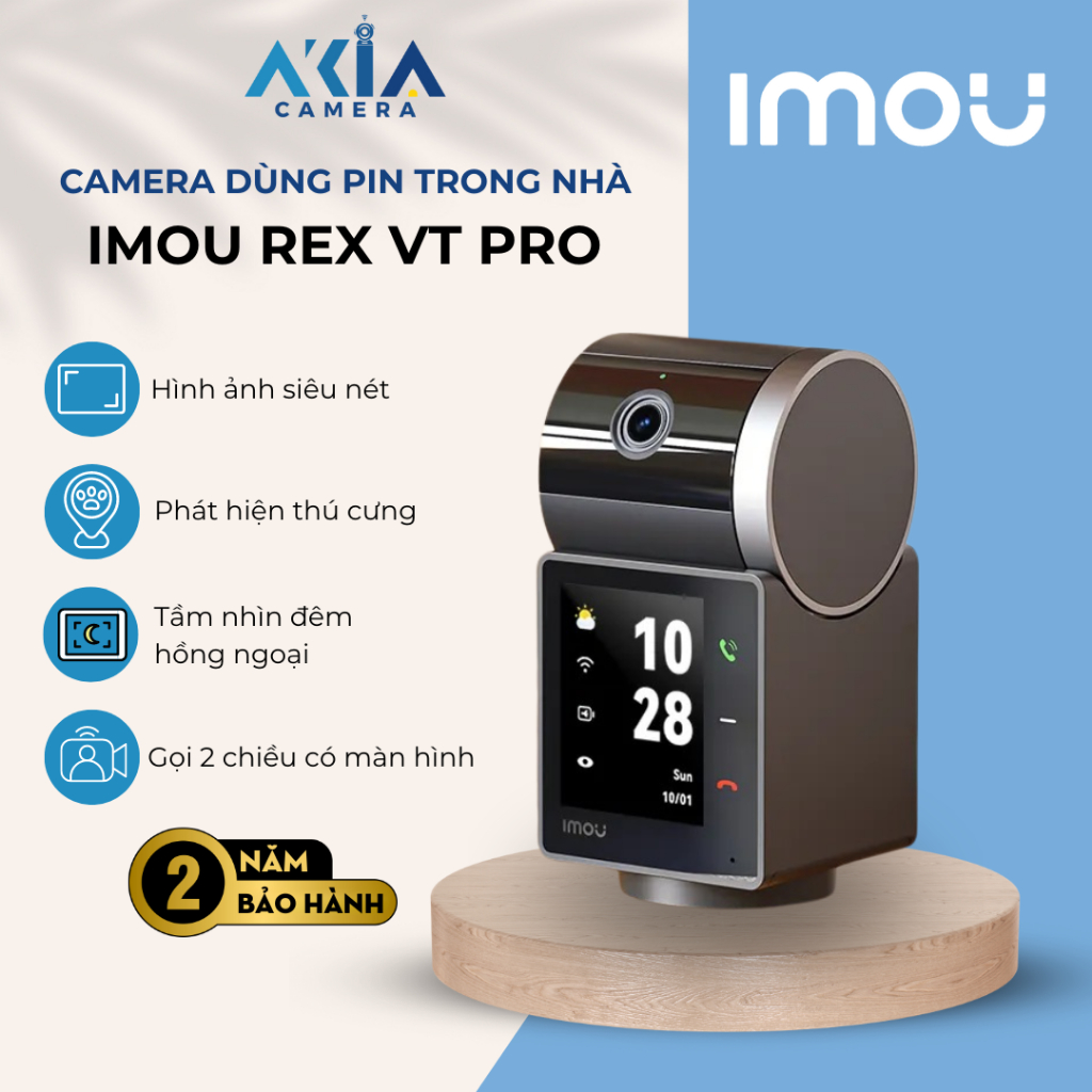 Camera wifi dùng pin IMOU Rex VT Pro 3K, gọi điện 2 chiều, có màn hình hiển thị, quay quét 360 ...