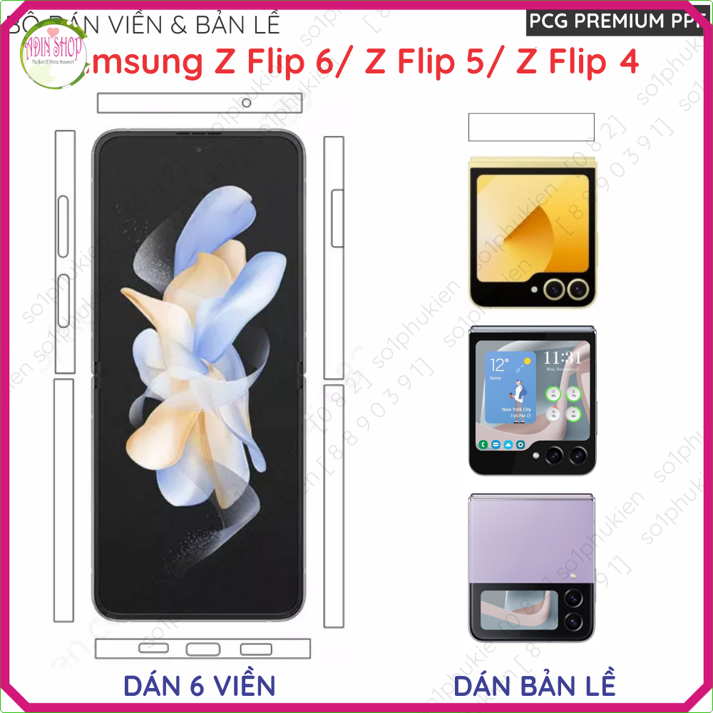 Dán PPF bản lề (mặt gáy) và 6 viền Samsung Z Flip 6 (zflip 6)/ Z Flip 5 ...
