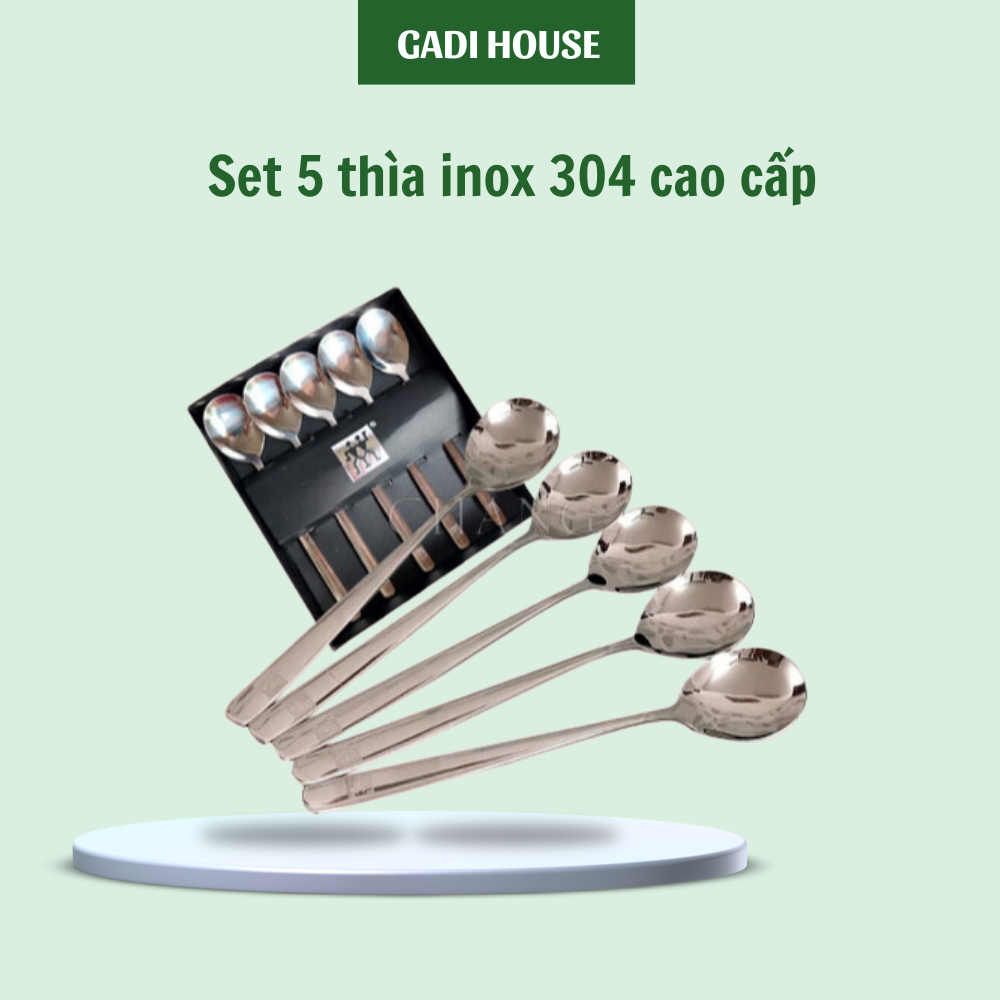 Thìa Inox Cán Dài Cao Cấp - Set 5 Muỗng Ăn Inox 304 | Shopee Việt Nam
