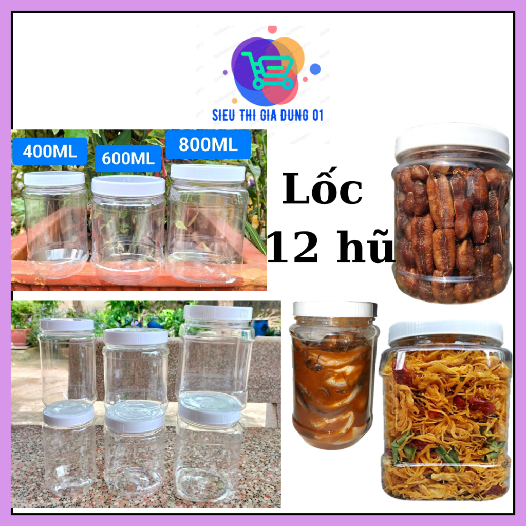Hủ Nhựa Duy Tân (Lốc 12 Cái) Keo, Lọ, Hủ Nhựa Đựng Gia Vị 400ml,600ml,800ml, Hũ Đựng Khô Gà, Me ...