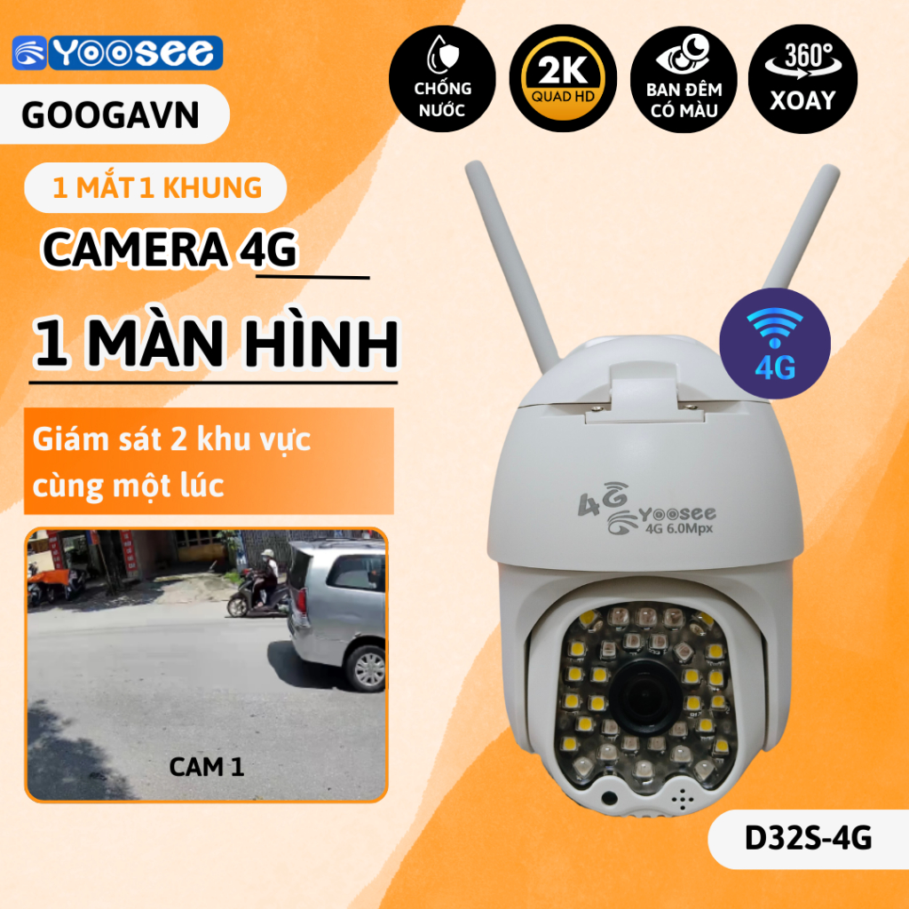 Camera IP WIFI YOOSEE SIM 4G Ngoài Trời, Có Cổng LAN, Ban Đêm Có Màu, FULLHD - Bảo Hành 12 Tháng ...