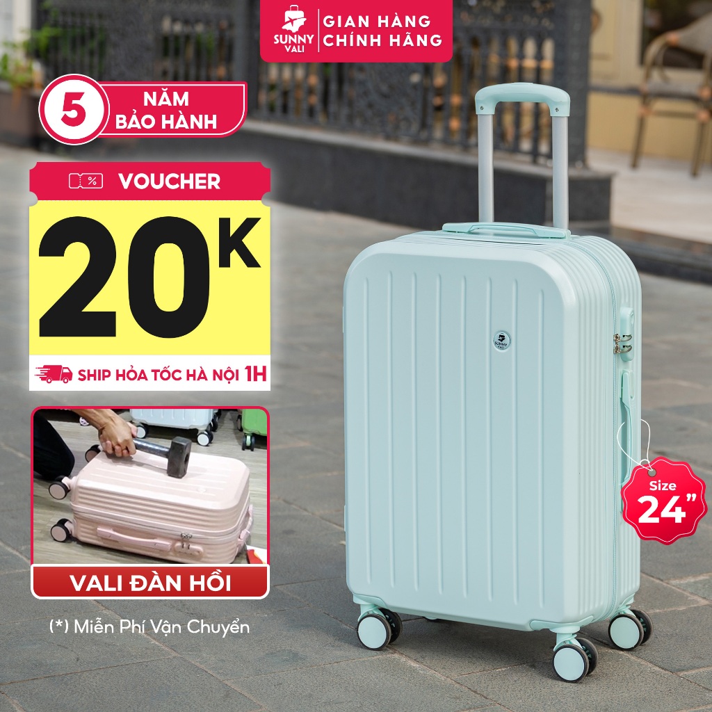 Vali size 24 SUNNY-SV07 vali du lịch kí gửi nhựa dẻo khóa kéo | Shopee ...