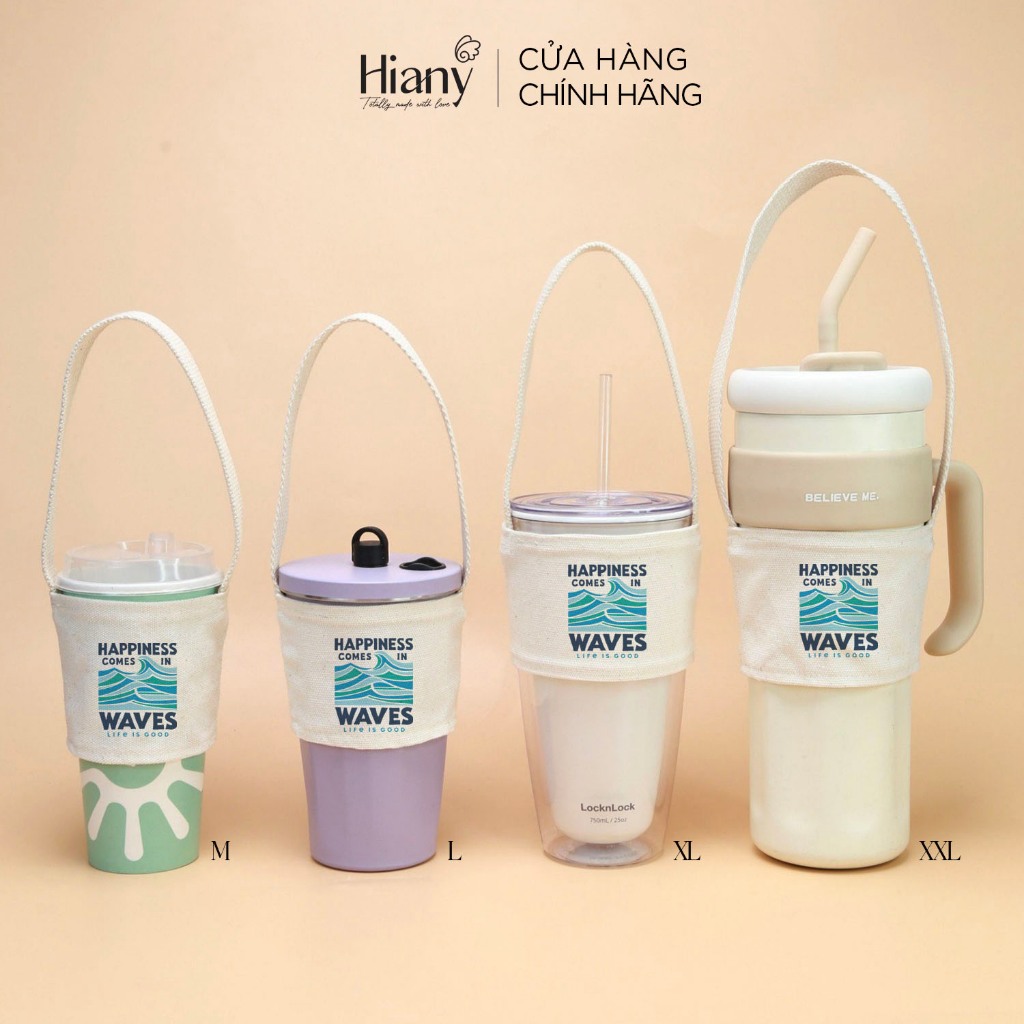 Túi treo ly cốc, túi xách ly (cup holder) canvas Hiany in hình ...