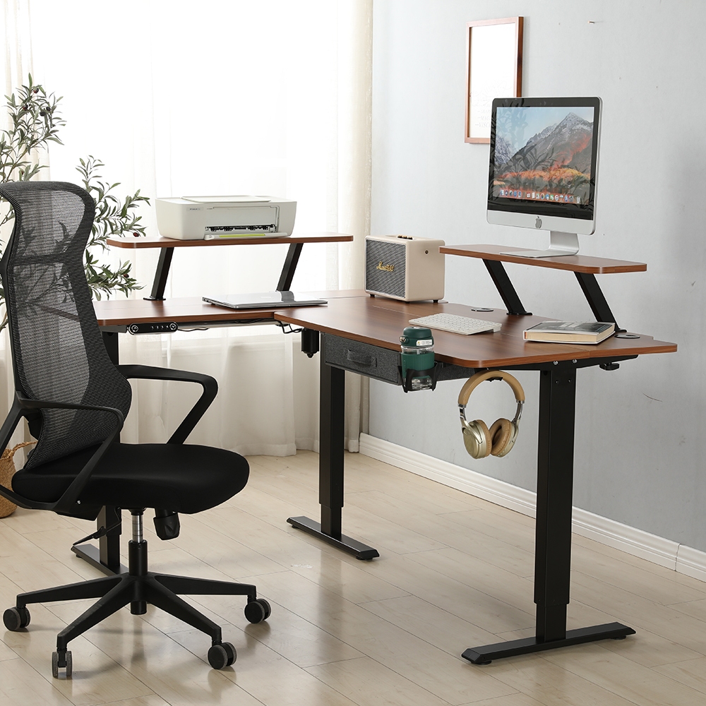 Mxtark 1.6M L Shape Electric Standing Desk Multi-functional Left and ...