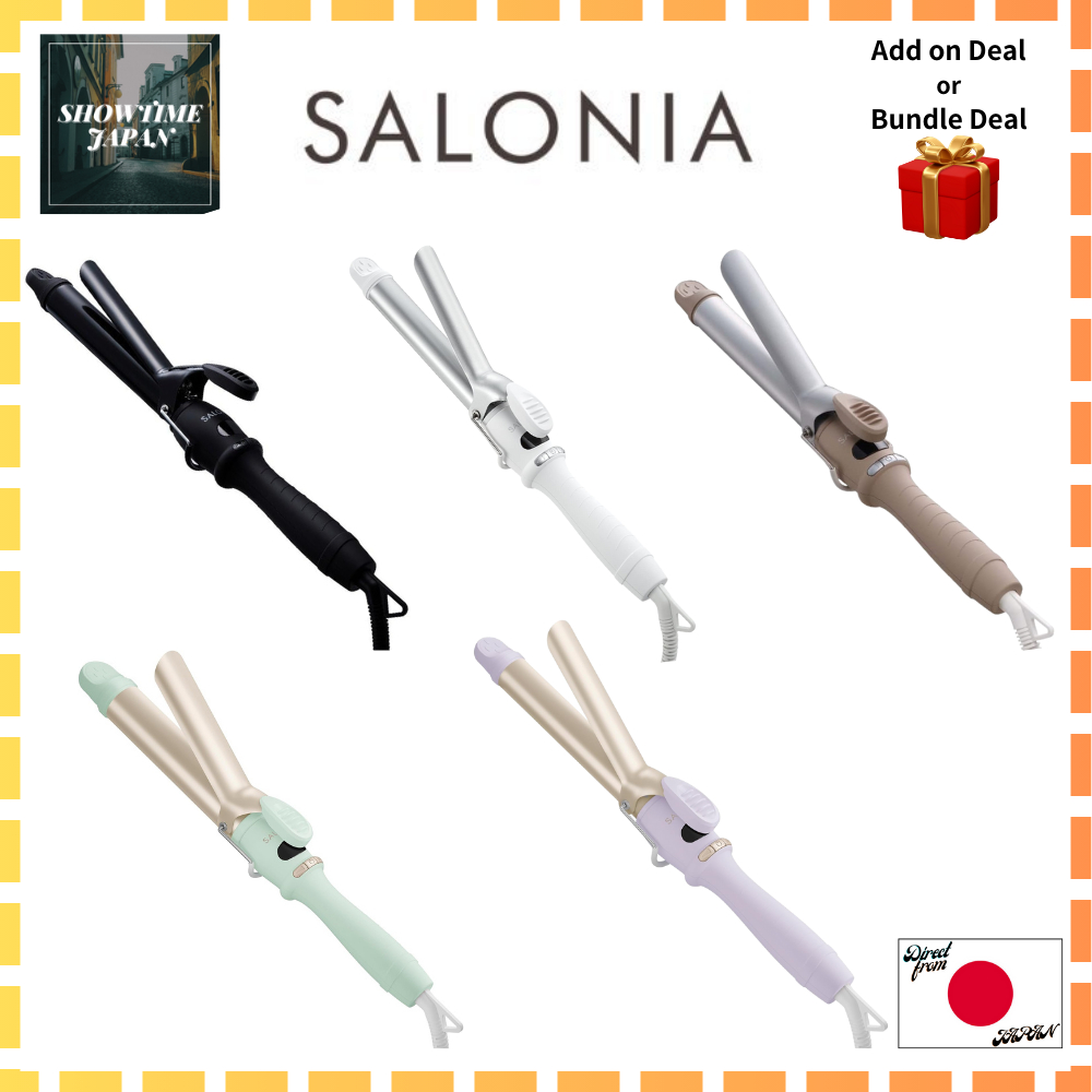 Sắt uốn tóc bằng gốm SALONIA [25mm / 32mm] có túi chịu nhiệt, 100V-240V, thích hợp để sử dụng ở ...