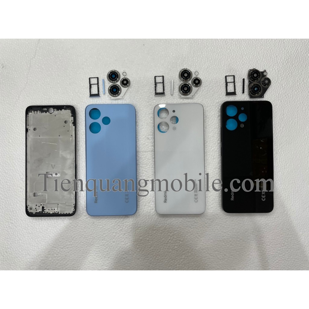 Bộ vỏ Xiaomi Redmi 12 (gồm lưng, viền, xương, kính cam, nút bấm, khe ...