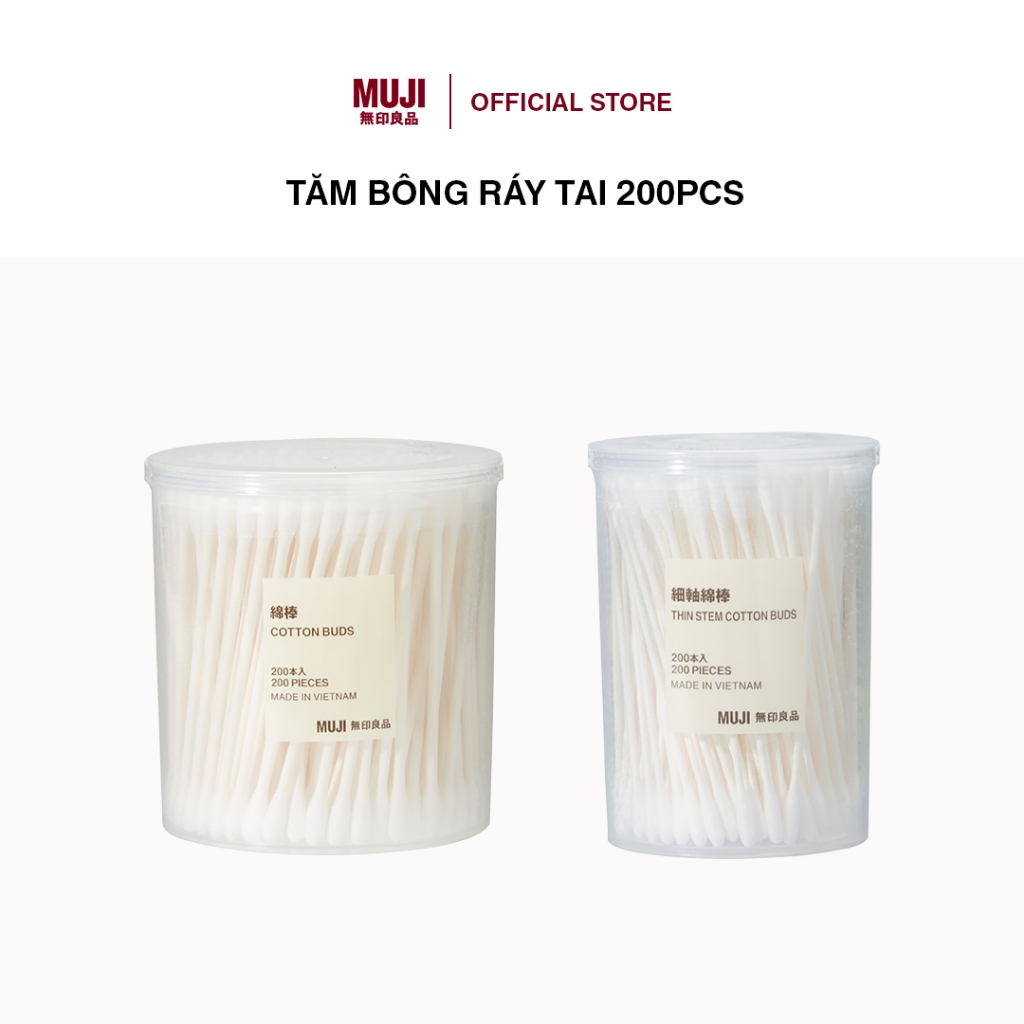 Tăm Bông Ráy Tai 200Pcs - Trắng MUJI | Shopee Việt Nam