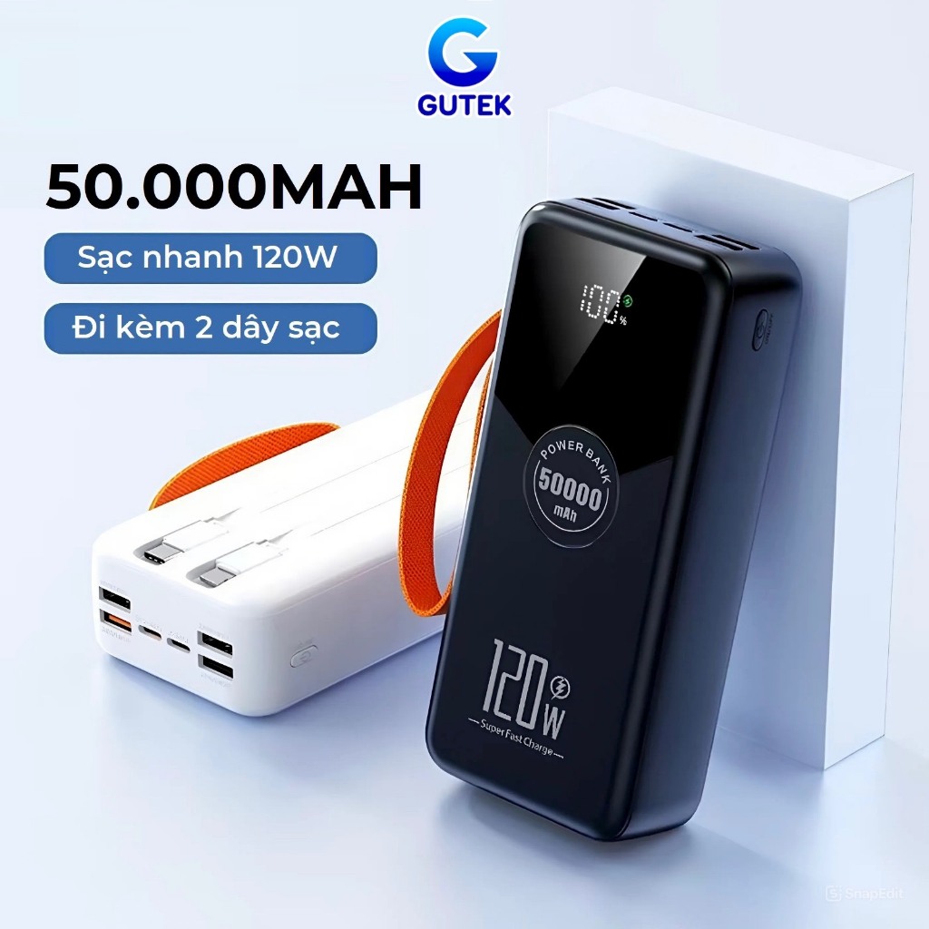 Pin sạc 50000mAh sạc nhanh 120W pin dung lượng lớn có dây cắm nhiều ...