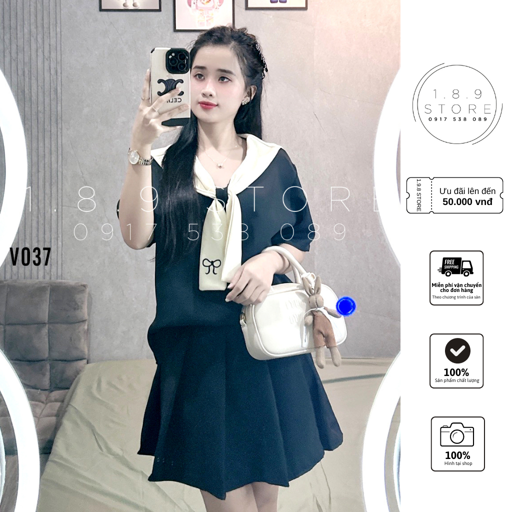 Váy Suông Cổ Nơ Cao Cấp Lust Chất Liệu Dày Dặn Thiết Kế Đẹp Màu Đen - V037 | Shopee Việt Nam