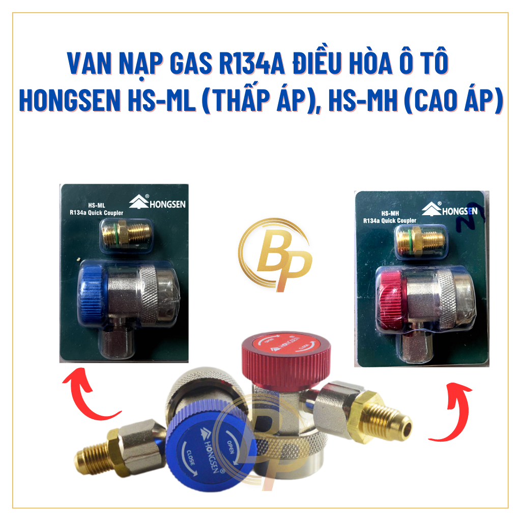Van nạp gas R134a điều hòa ô tô Hongsen HS-ML (Áp thấp), HS-MH (Áp cao) - Cặp van nạp gas ô tô ...