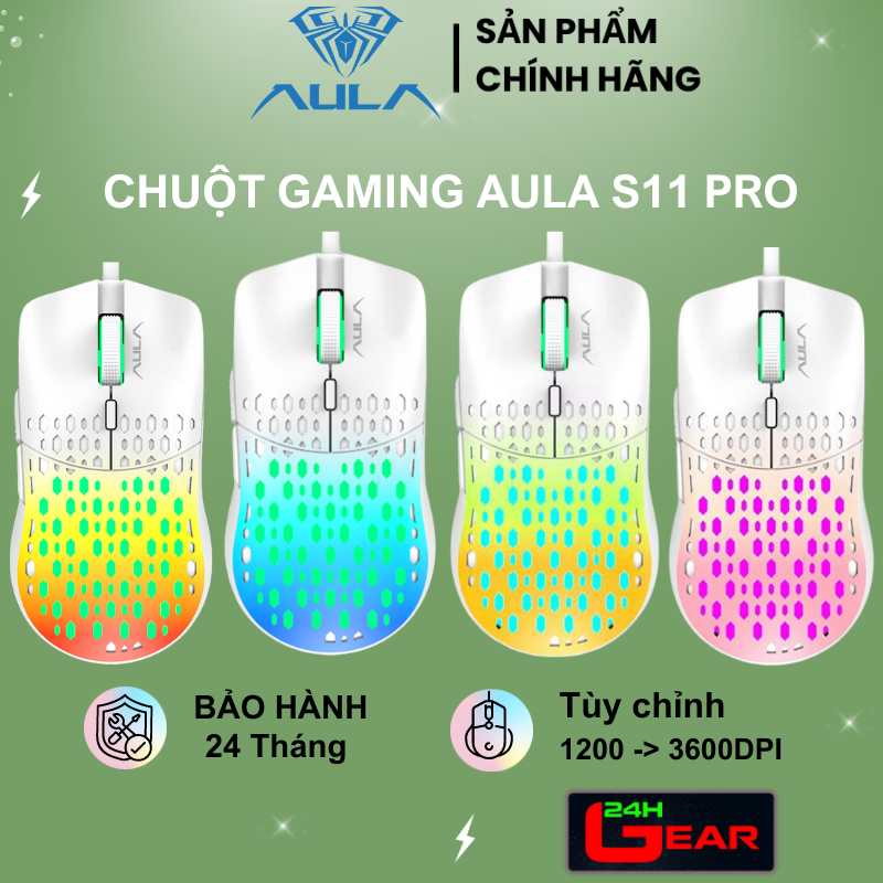 Chuột gaming Aula S11 PRO ( LED Rainbow DPI 3600DPI ) Bảo hành 24 tháng ...