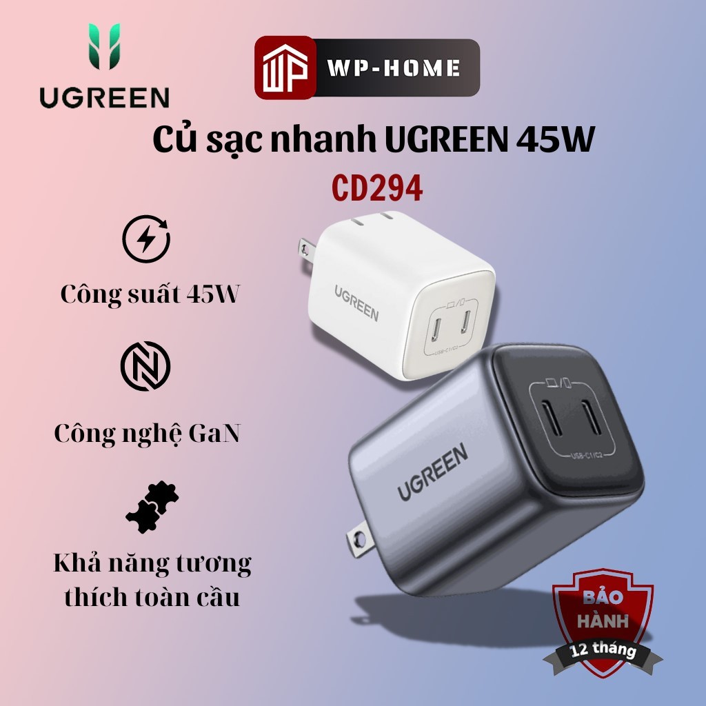 Bộ sạc Nhanh UGREEN CD294 Type-C GaN 45w - Củ Sạc Nhanh Thích Hợp Cho ...