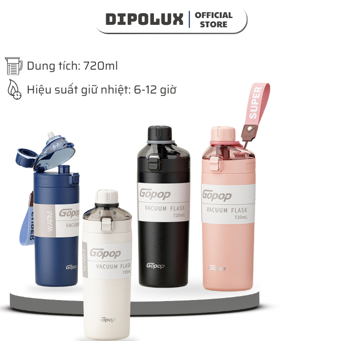 Bình Giữ Nhiệt Cao Cấp DIPOLUX Dung Tích 720ml Có Tay Dây Cầm Và Ống Hút Đi Kèm, Thiết Kế Nhỏ ...