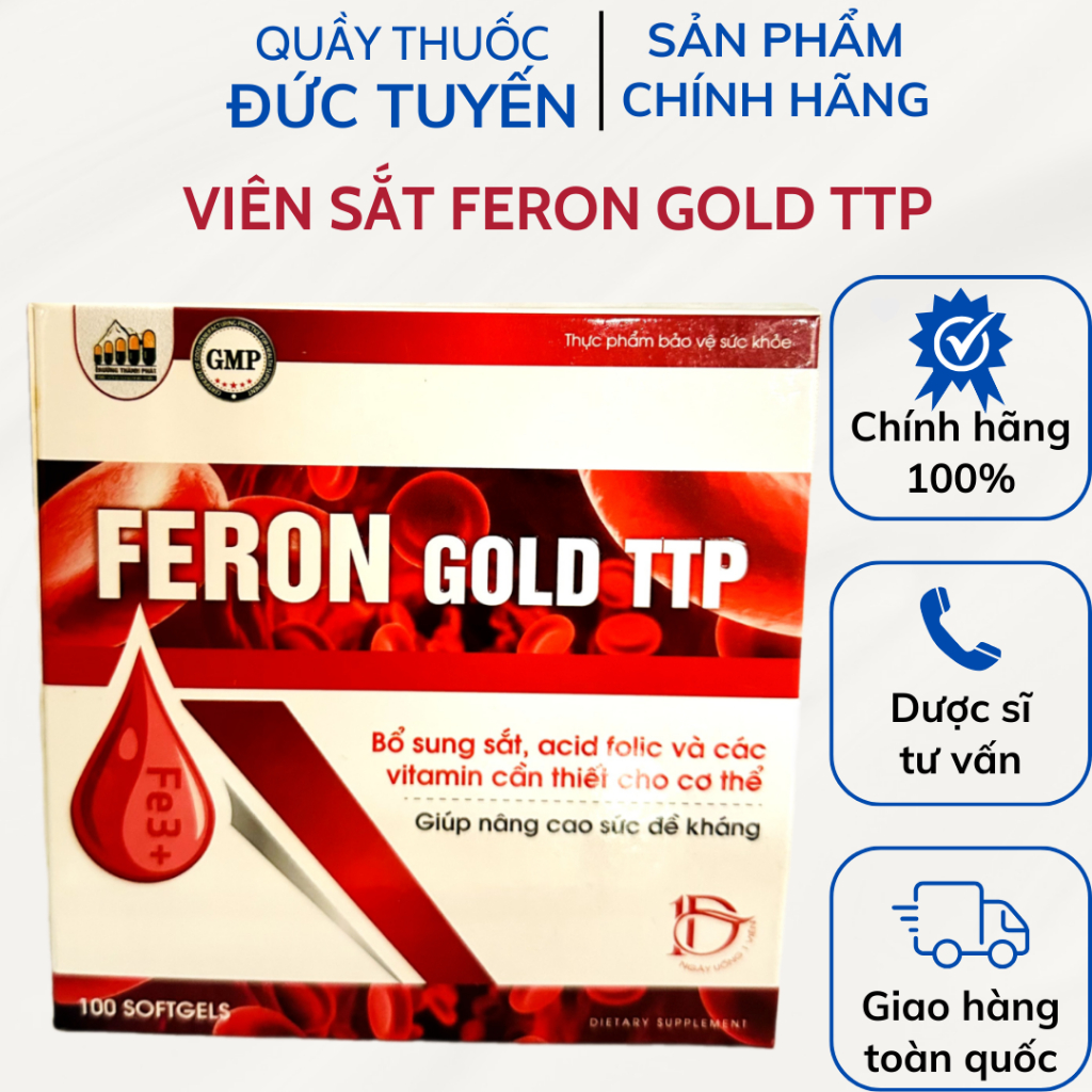 SẮT FERON GOLD TTP không sợ nóng, không lo táo bón, bổ sung sắt, acid ...