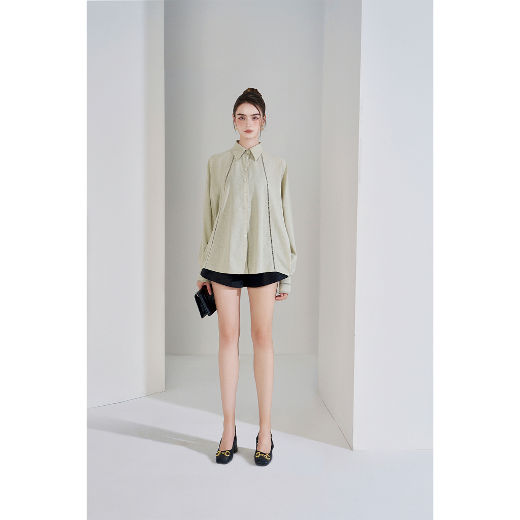 Áo sơ mi nữ oversize tay dài RUZA công sở thiết kế thanh lịch sang trọng ADO180 | Shopee Việt Nam