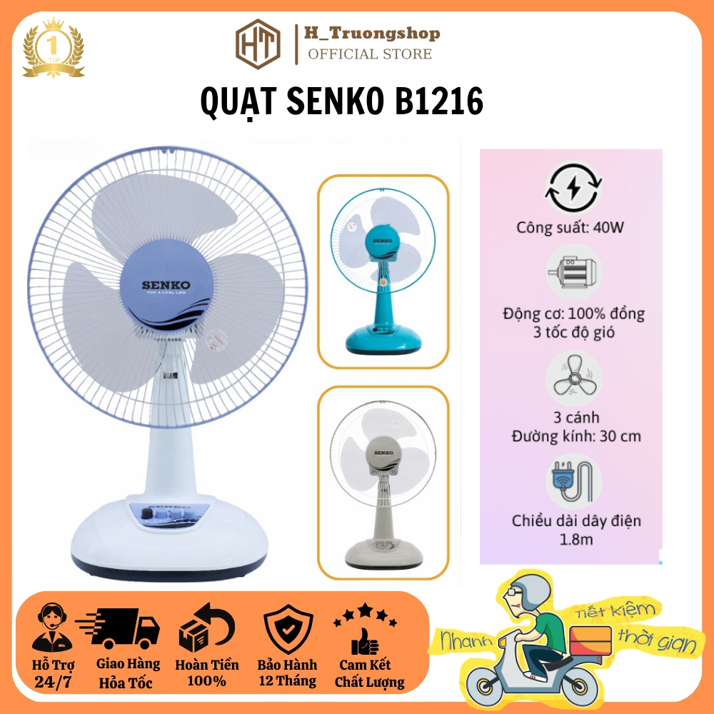 Quạt Điện Senko B1216 Để Bàn Mini Nhỏ Gọn Tiện Lợi - Hàng Chính Hãng Bảo Hành 12 Tháng, Màu Ngẫu ...