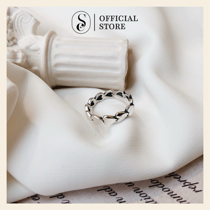 Nhẫn bạc SOFF CLUB S925, nhẫn nữ, nhẫn họa tiết trái tim nữ tính, thanh lịch, nhẫn ngón út, đeo ...
