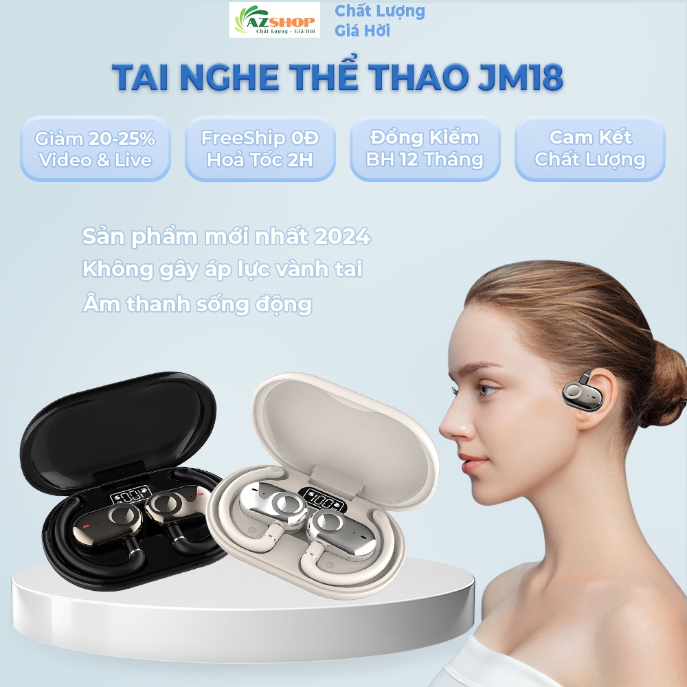 Tai nghe Bluetooth thể thao JM18 đeo vành không đau tai pin 6h có mic ...