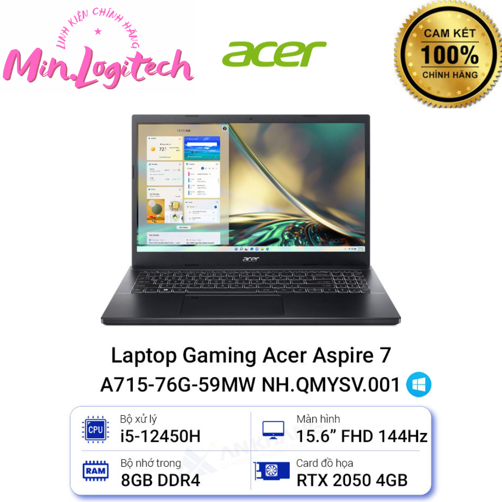 LAPTOP ACER GAMING ASPIRE 7 A715-76G-59MW (I5 12450H/8GB /512GB ...