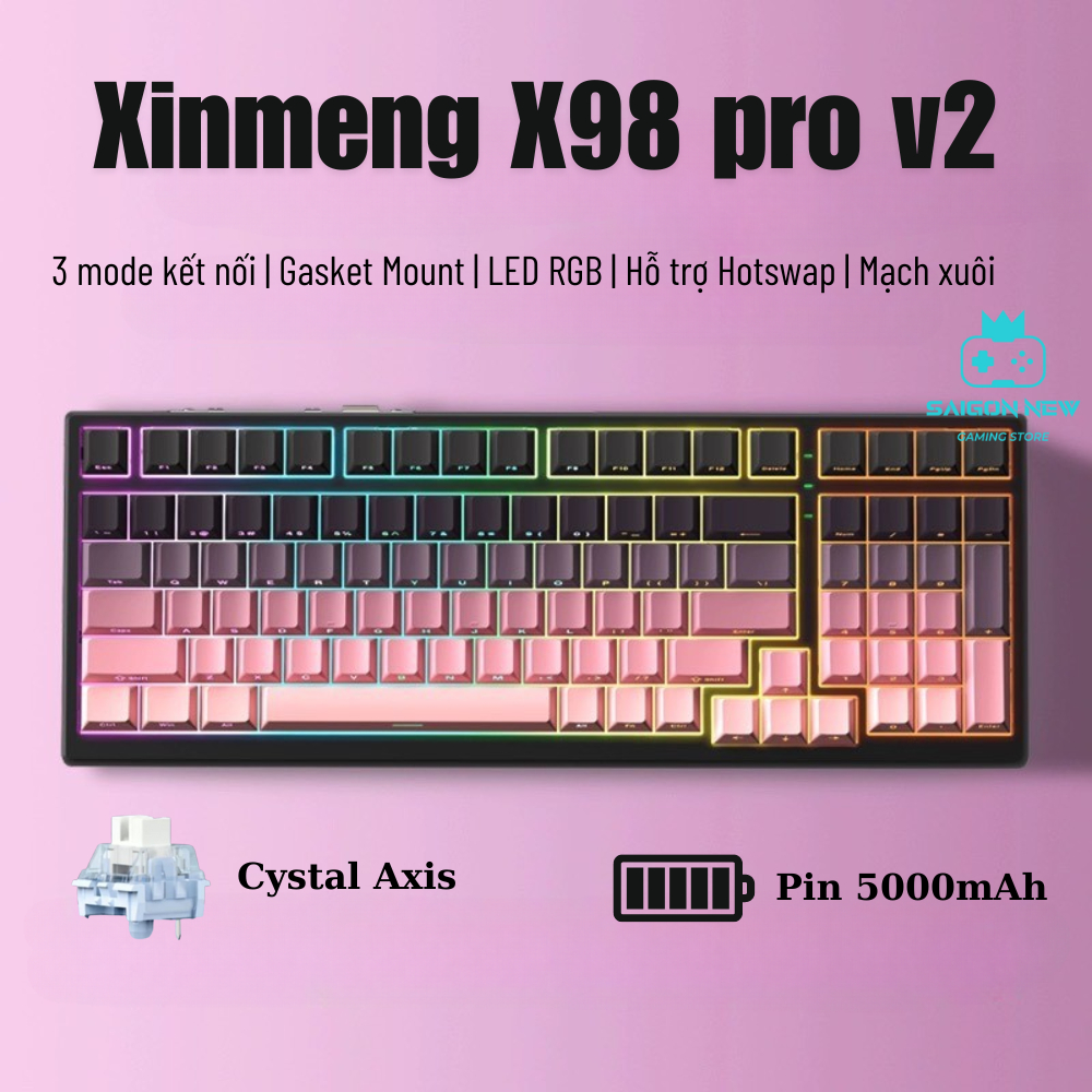 Bàn Phím Cơ Không Dây Xinmeng X98 PRO - LED RGB Cao Cấp - Hotswap 5 Pin ...