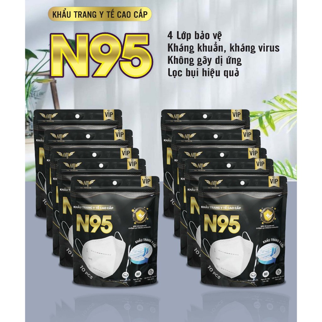COMBO Khẩu Trang N95 5 lớp HM Pro Mask Cao Cấp kháng khuẩn chống bụi mịn PM2.5 Chống nắng ...