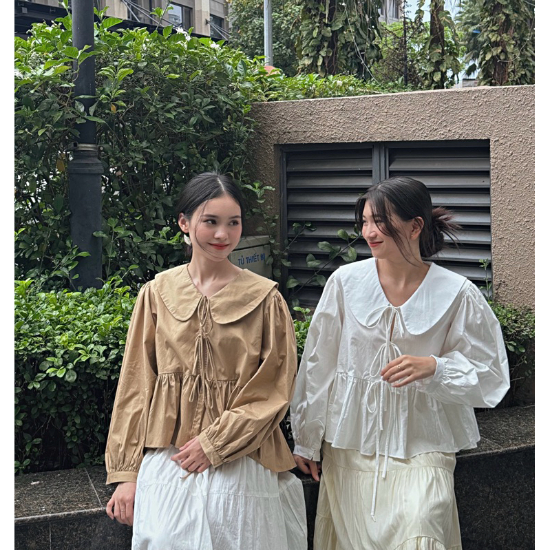 Sơ Mi Kate Hàn Cổ Sen Đan Dây- (SPA0538) - IMIDESIGN | Shopee Việt Nam