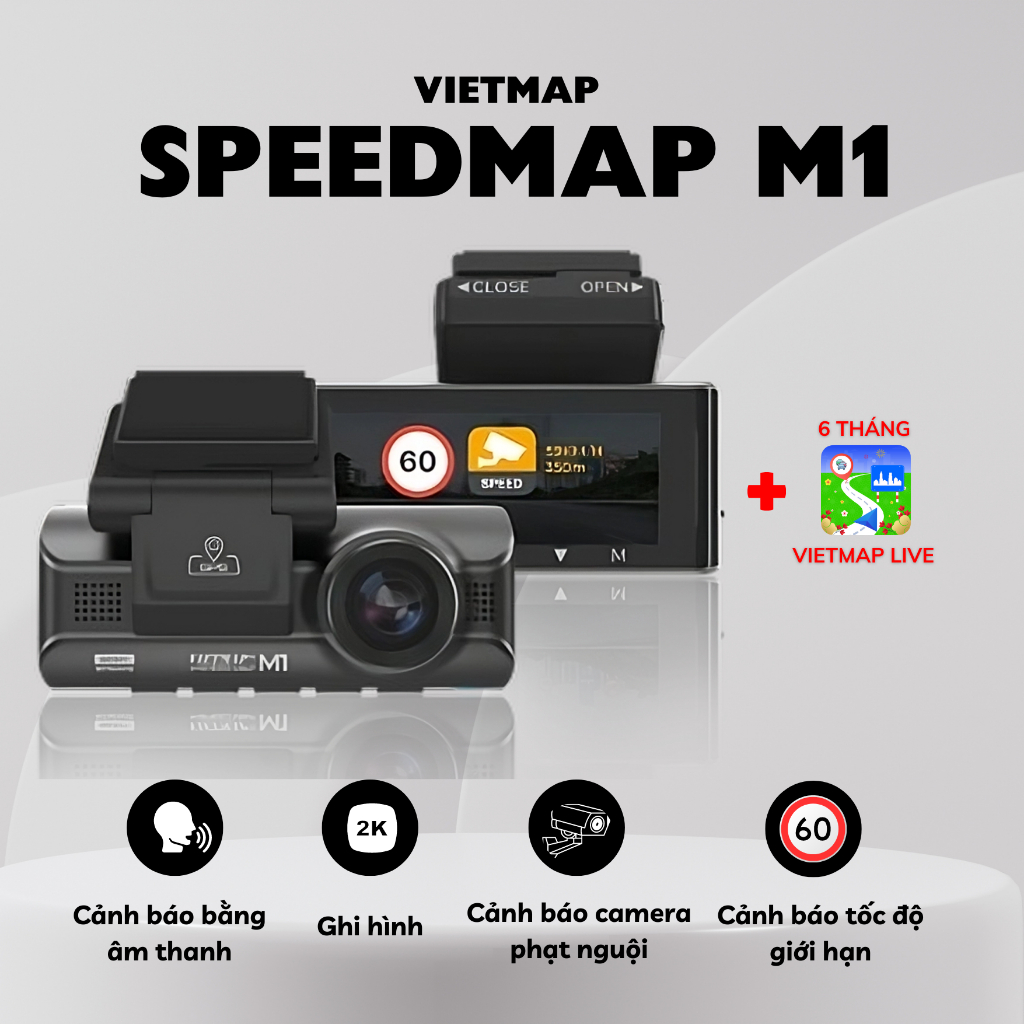 CAMERA HÀNH TRÌNH VIETMAP SPEED MAP M1, TRƯỚC SAU 2K, CẢNH BÁO GIAO THÔNG, CAM PHẠT NGUỘI ...