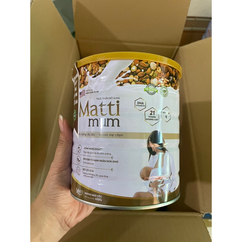 Sữa hạt lợi sữa Matti Mum 100% đạm thực vật cho mẹ sau sinh - Hộp 650g ...