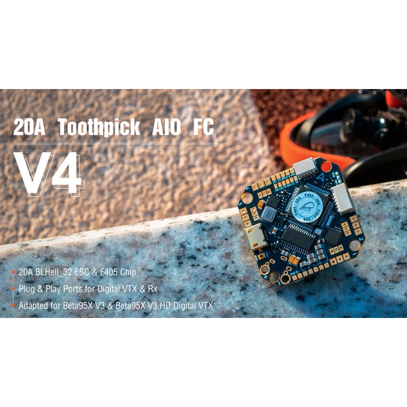 Betafpv Toothpick F405 2-4S Aio Brushless Flight Controller 20A (Blheli ...