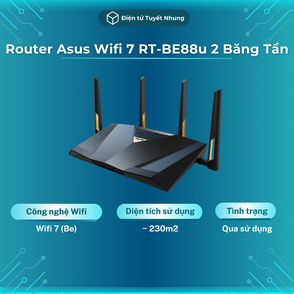 Router Wifi 7 Asus RT-BE88u 2 Băng Tần, Chuẩn BE7200, Qua Sử Dụng ...