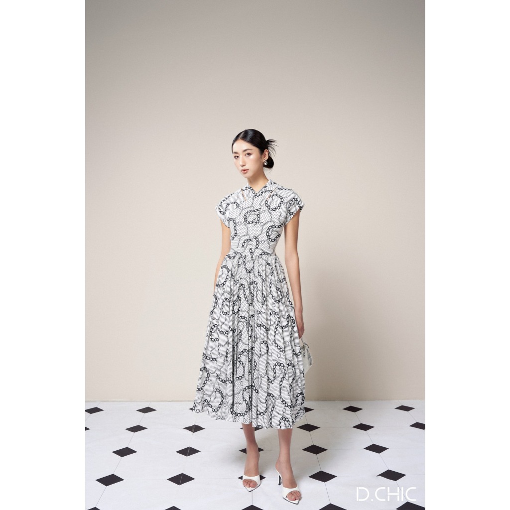D.CHIC Váy xòe dài xếp ly cổ đan chéo MS: 2813626 | Shopee Việt Nam