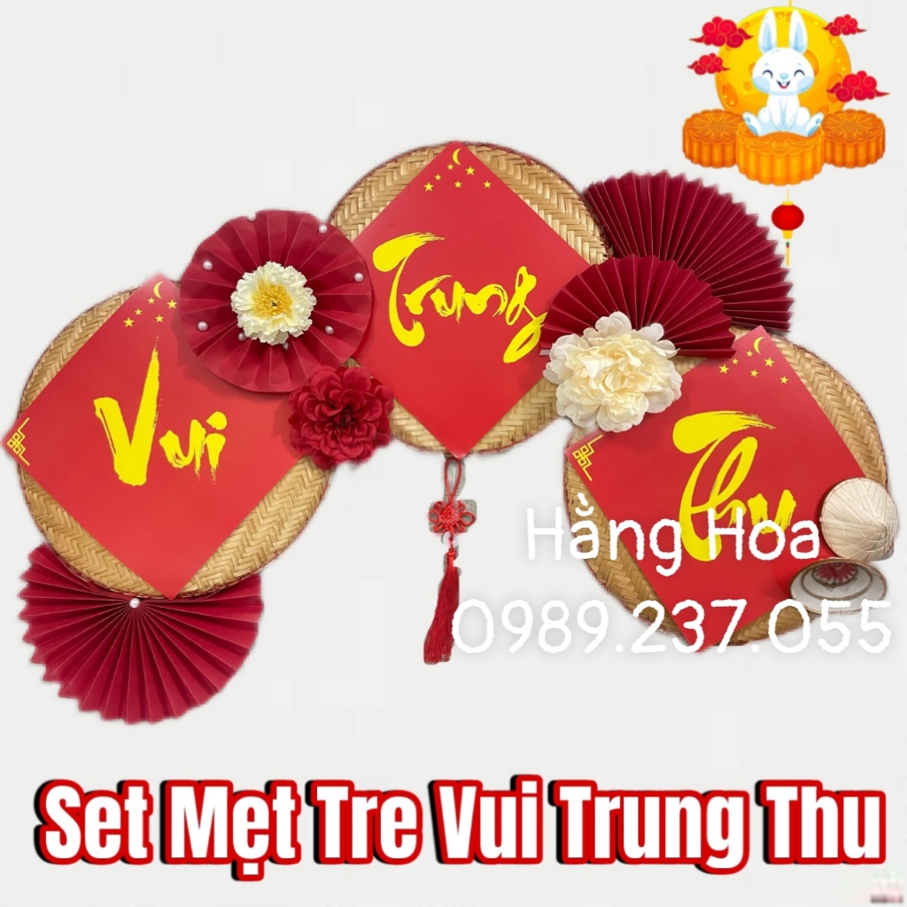 [CHƯA GẮN] SET NGUYÊN LIỆU làm MẸT tre trang trí Rằm Trung Thu - Phụ ...