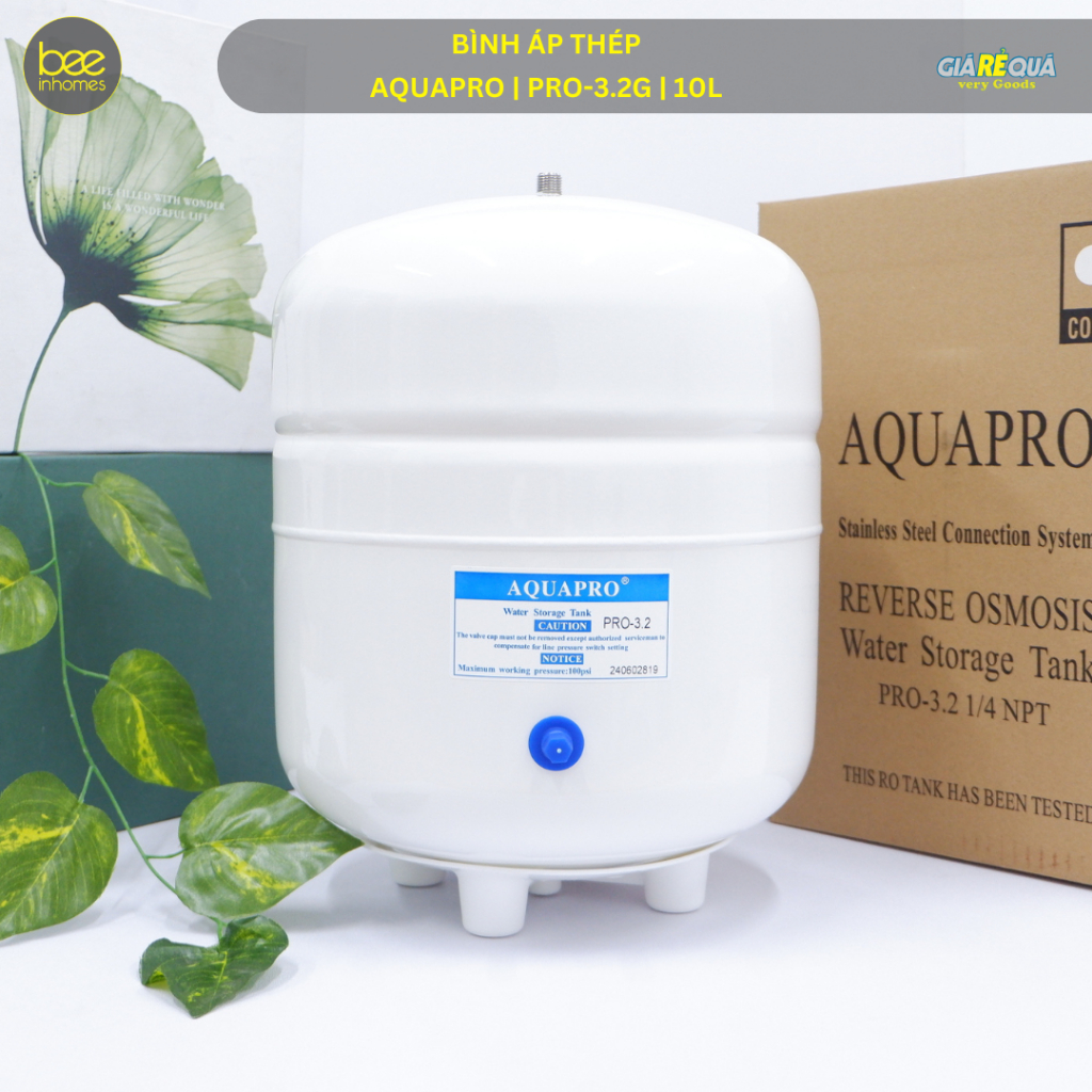 Bình áp máy lọc nước RO Tankvina 4G (10L), Bao gồm van xả áp, van bảo vệ, cho tất cả máy lọc ...