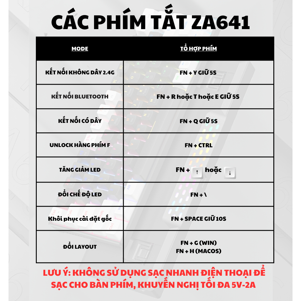 Bàn Phím Cơ Không Dây Bluetooth Atas ZA641 V2 - Red switch Có Hotswap ...