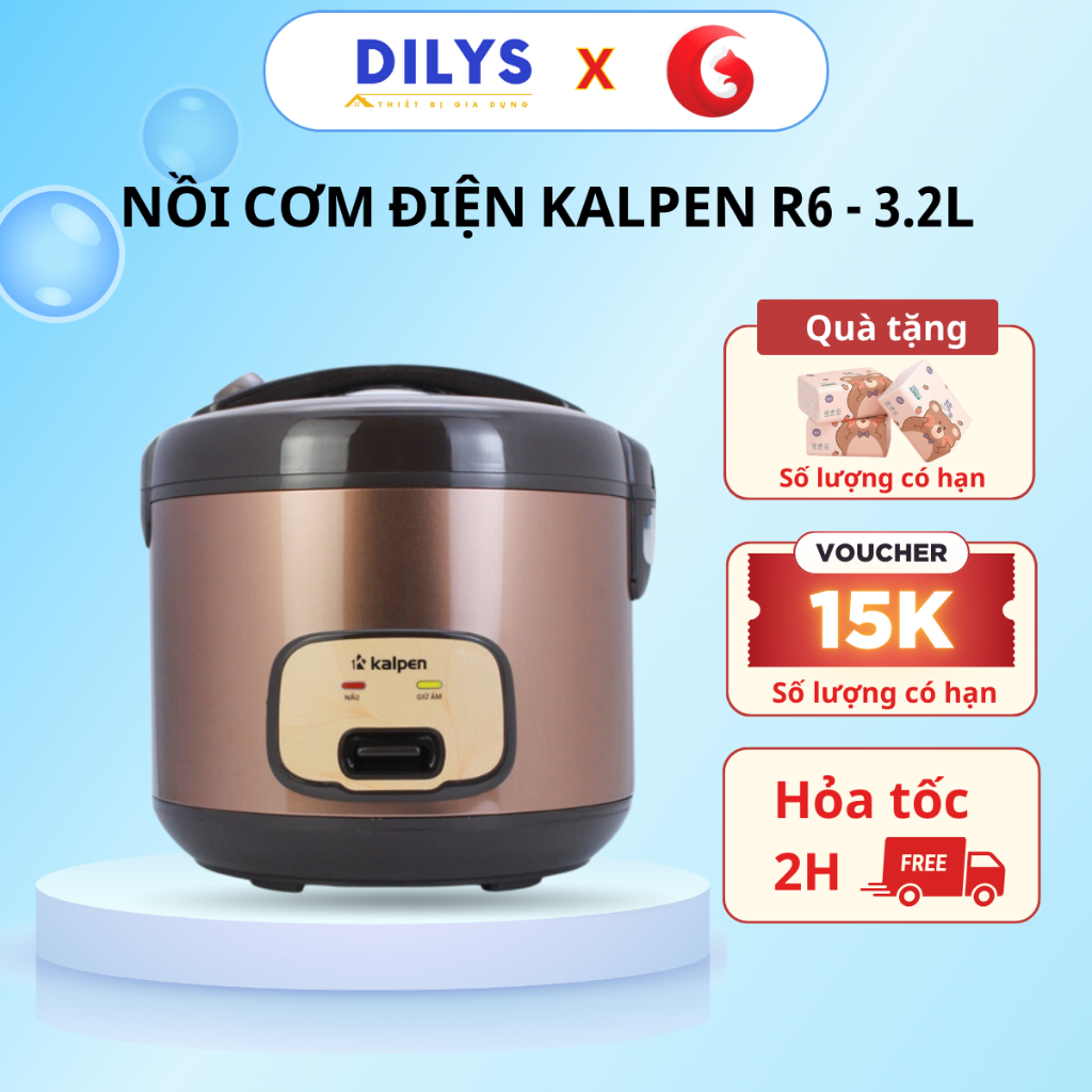 Nồi cơm điện cao cấp Kalpen R6, 3.2L lòng nồi chống dính Whitford dày ...