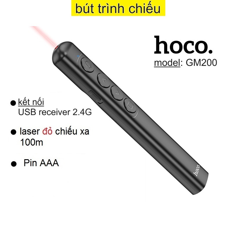 Bút trình chiếu laser đỏ Hoco GM200 sử dụng pin AAA -Bảo Hành 3 tháng ...