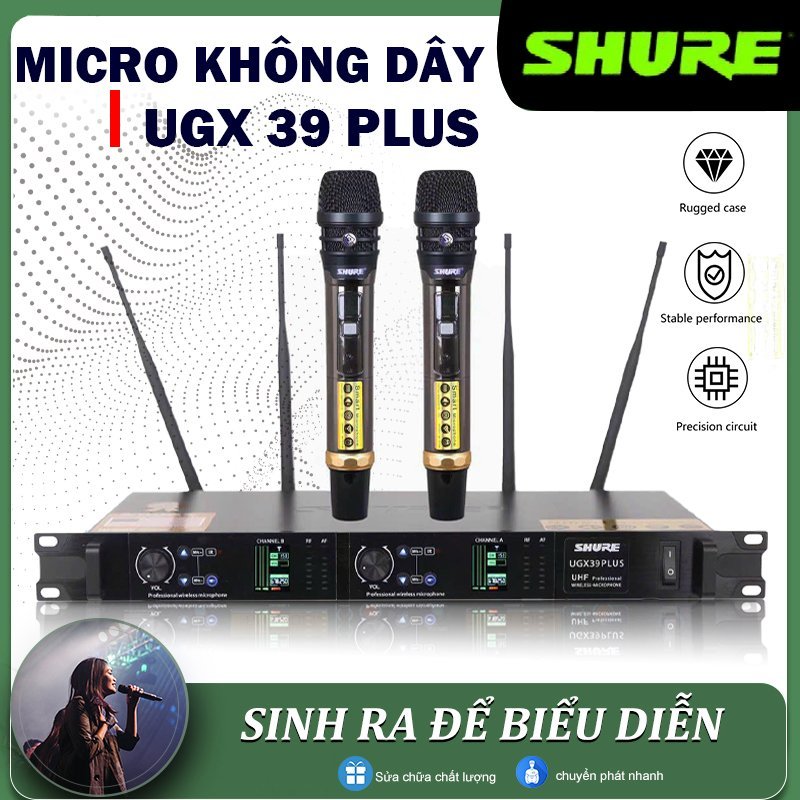 Micro Không Dây Shure UGX 39 Thế Hệ Mới, Hát Nhạy, Chống Hú Rít, Lọc Âm ...
