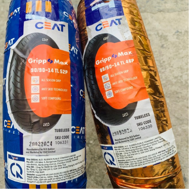 (CEAT) Vỏ CEAT Gripp Max size 80/90-14 và 90/90-14 cho xe tay ga Air ...