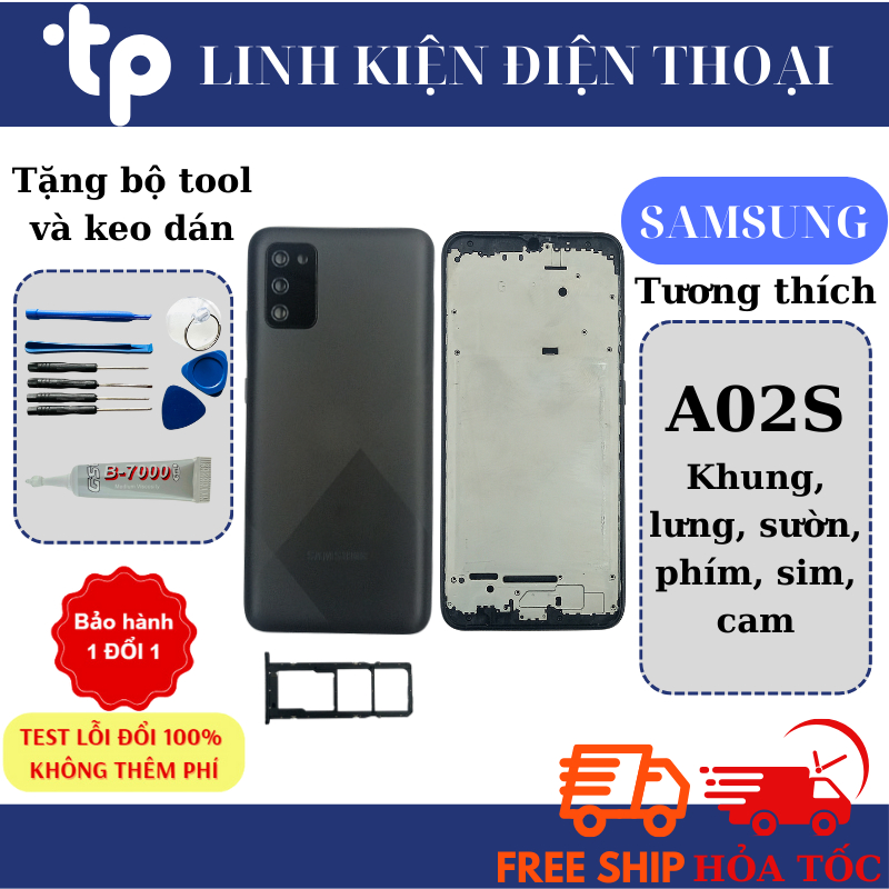Bộ Vỏ SAMSUNG A02S ~Khung, lưng, sườn, phím, sim, cam~ ( Tặng bộ sửa ...