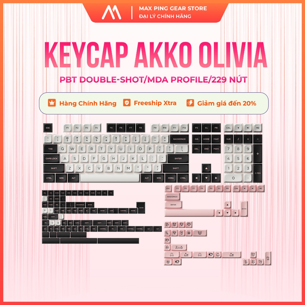 Nút bàn phím AKKO Keycap set – Olivia (PBT Double-Shot / MDA profile / 227 nút) | Shopee Việt Nam