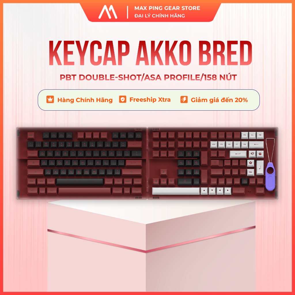 Keycap AKKO – BRED (Keycap Đỏ-Đen / PBT Double-Shot / ASA Profile / 158 ...