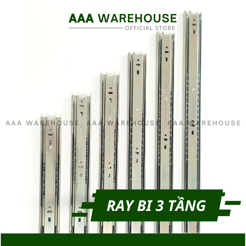[ZUB 2 bi] Ray Trượt 2 Bi 3 Tầng ngăn kéo tủ bản rộng 35mm - Bộ 2 thanh ...