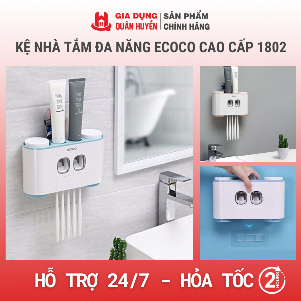 Kệ nhà tắm đa năng ECOCO cao cấp 1802 I Hộp đựng bàn chải đánh răng, kệ để đồ dùng phòng tắm ...
