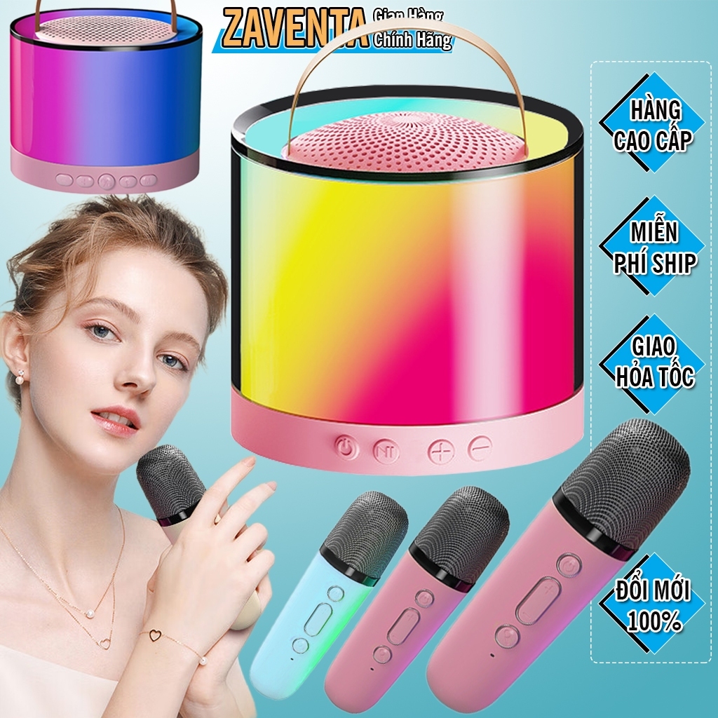 Loa Bluetooth Karaoke Mini K52 công suất 10W kèm 2 micro không dây, loa ...