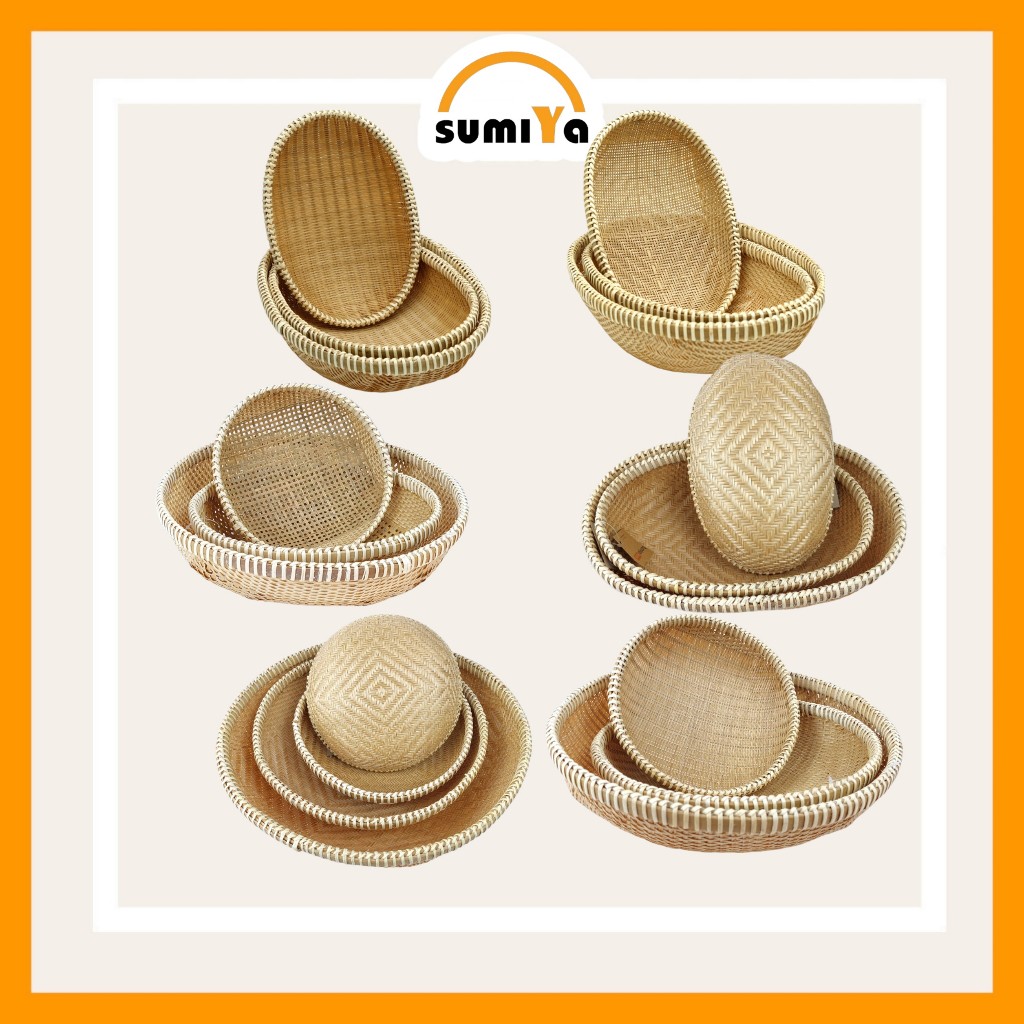 Rổ, rổ tre, rổ mây tre đan, viền mây cao cấp dùng đựng thực phẩm, trái ...