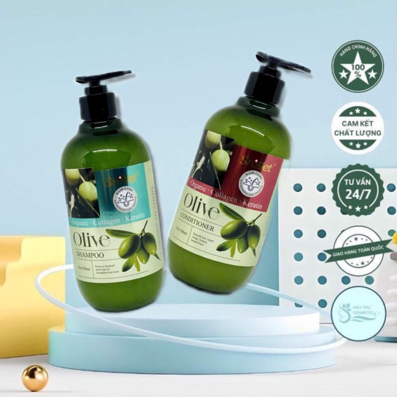 Bộ Dầu Gội Xả Tinh Chất Olive Sroget - Tăng Dưỡng Chất, Ngăn Gàu, Giảm Rụng - 588ml - Nhập Thái ...