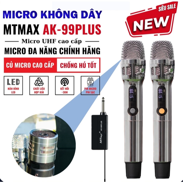 Micro Karaoke Không Dây AK99 Plus,Mic Hát Hay,Loại Bỏ Tạp Âm,Độ Nhạy ...